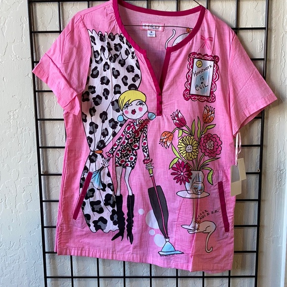 koi | Other | Koi Scrub Top House Work Is Evil | Poshmark